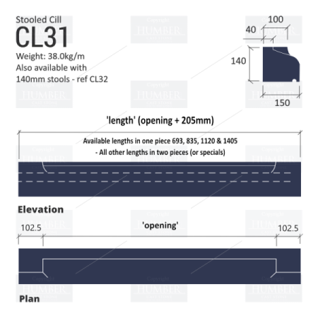 Stooled Cill CL31 – Cills & Heads Online
